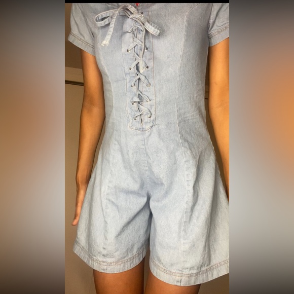 hot house | Pants & Jumpsuits | Vintage Denim Romper | Poshmark